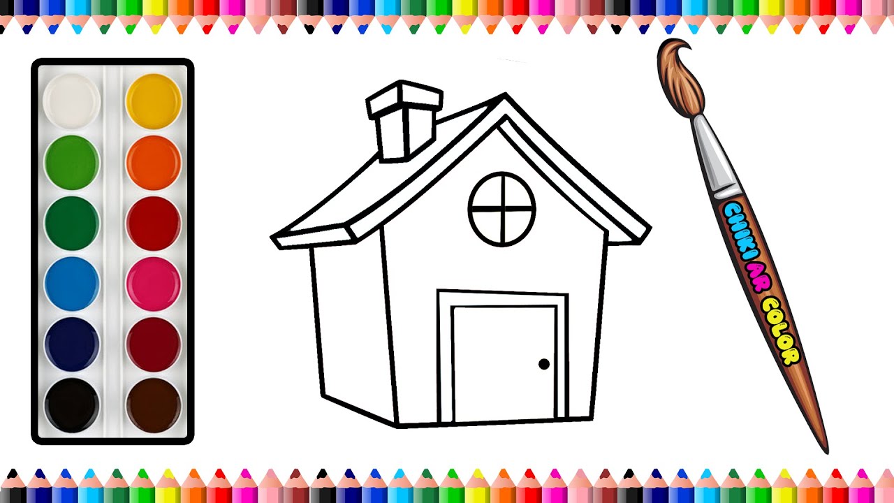 house Drawing, Painting and Coloring for Kids | Draw, Paint and Learn ...