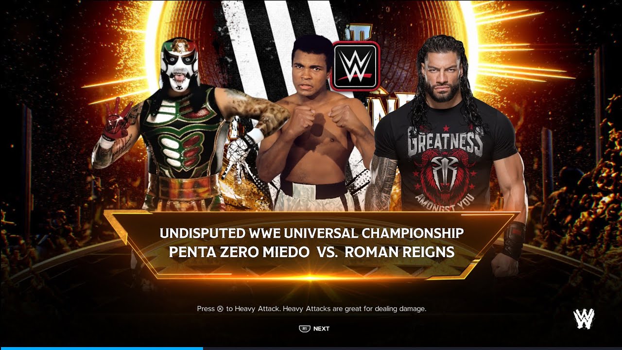 WWE 2K24 - Pentagon Jr vs Roman Reigns | Guest Referee Muhammad Ali ...