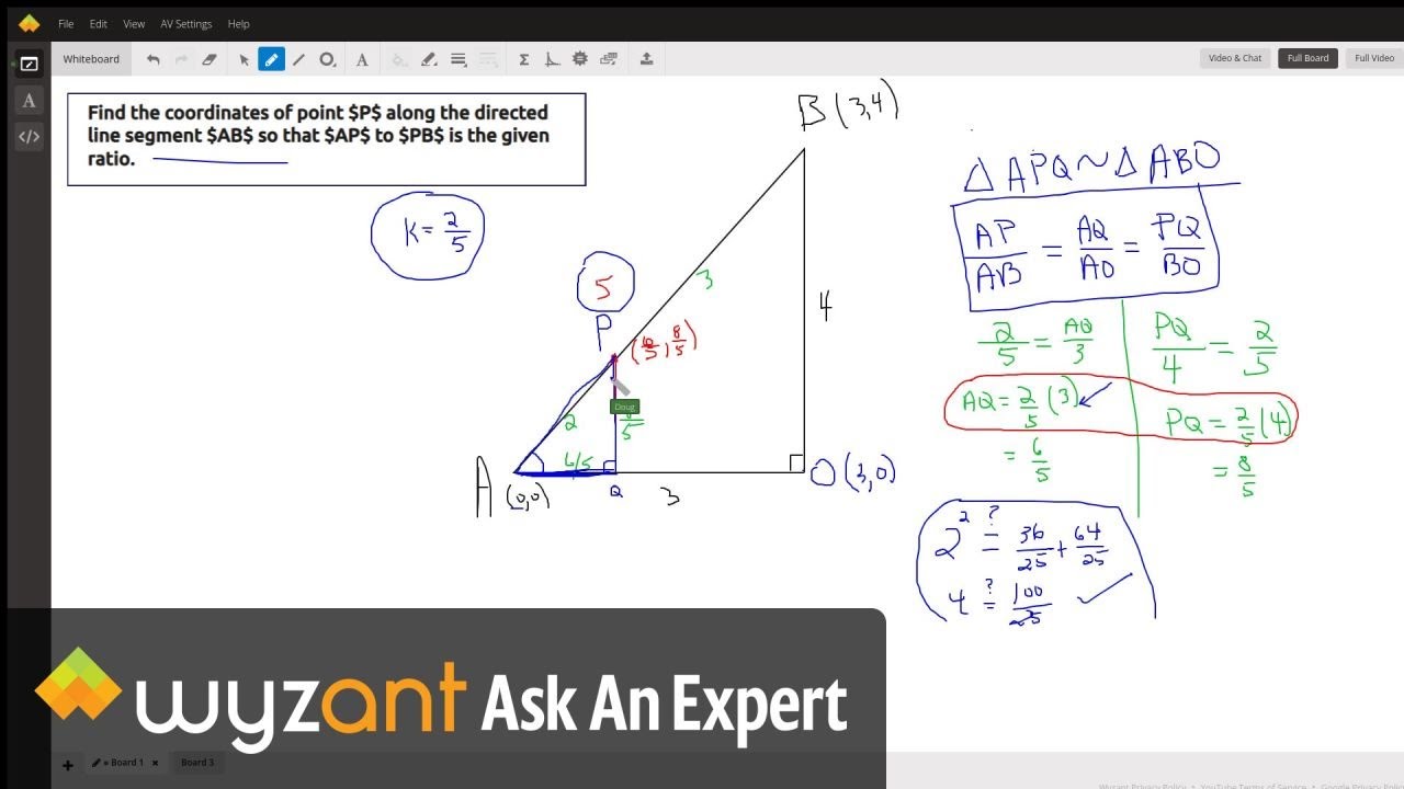 Find the coordinates of point P along directed line segment AB for a ...