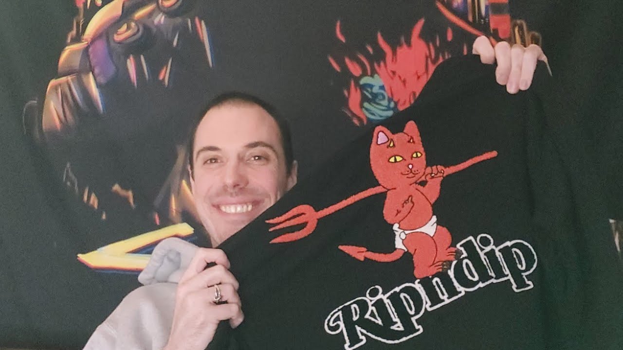 #RIPNDIP devil baby hoodie and free gift stress ball review - YouTube