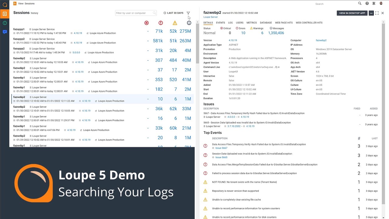 Loupe 5 Demo - Searching Your Log Data with Loupe View - YouTube