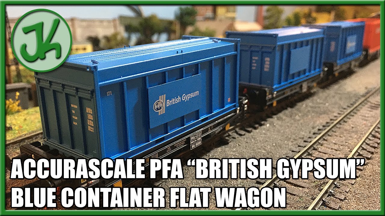 Accurascale PFA British Gypsum blue Container Flat Wagon - Unboxing and ...