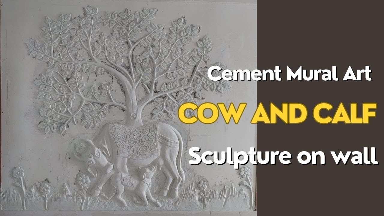 Cement Mural Art Cow and Calf Sculpture on Wall #cowandcalf - YouTube