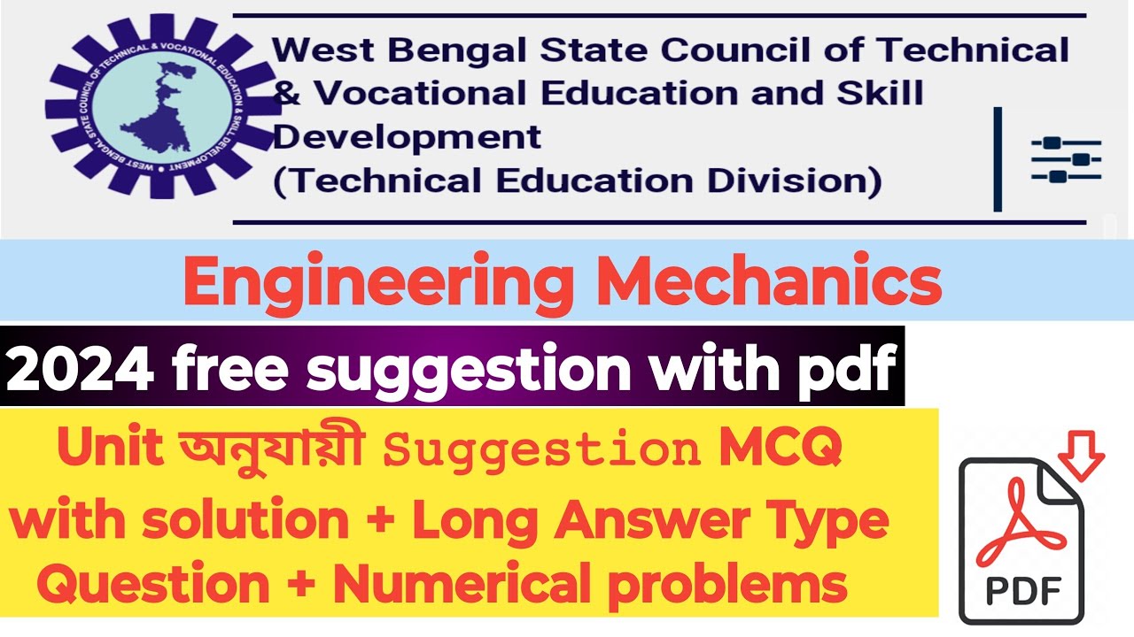 SUGGESTIONS Engineering mechanics suggestion | All chapter | Bng math ...