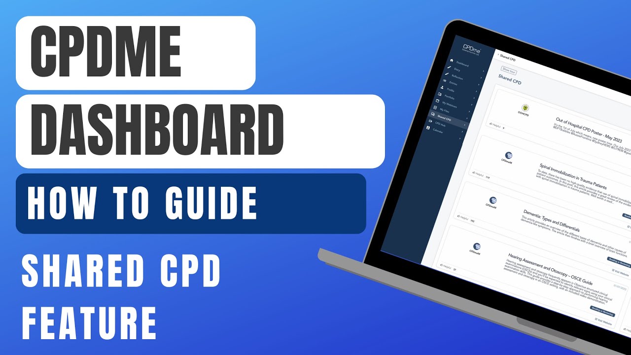 CPDme Dashboard - How to Guide: Shared CPD Feature - YouTube