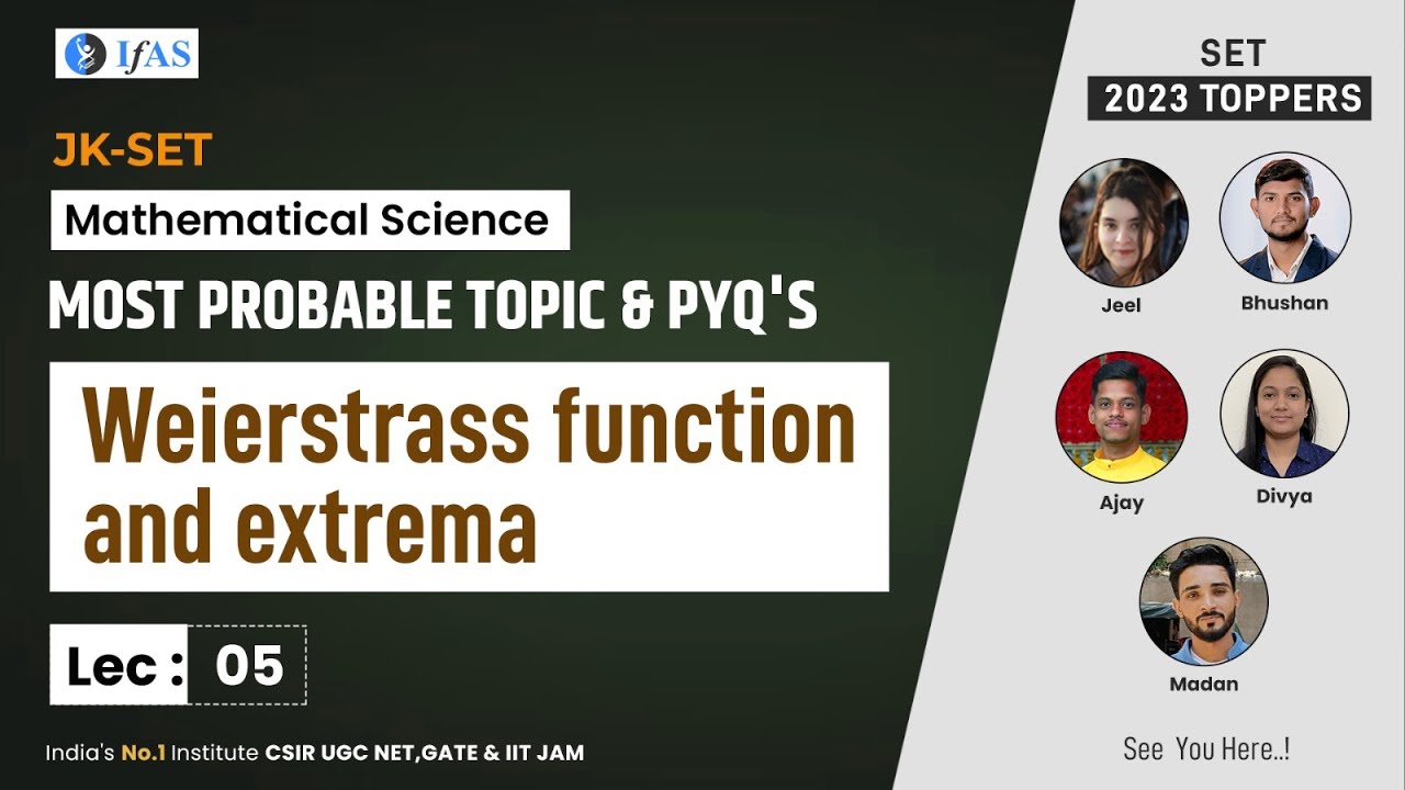 Weierstrass Function And Extrema Most Probable Topics and PYQ's for JK-SET L-5 - YouTube