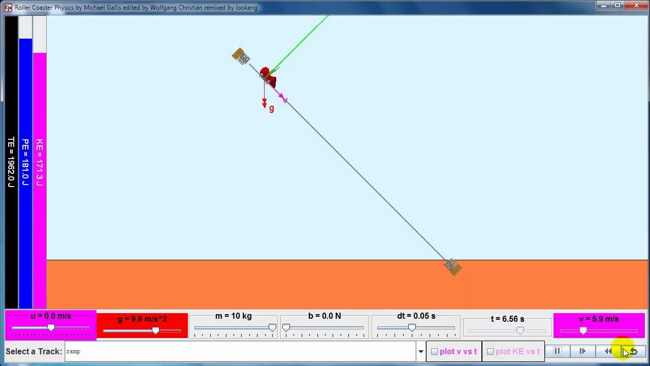 Ejs Open Source Roller Coaster Physics Model Java Applet - YouTube