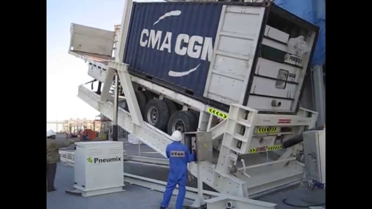 Container trailer tipper - YouTube