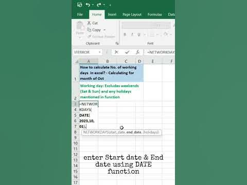 How to calculate No. of Working days in excel..?#msexcel #excel # ...