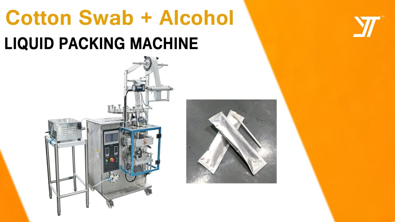 Rotary three-sided sealing cotton swab + alcohol packaging machine ...