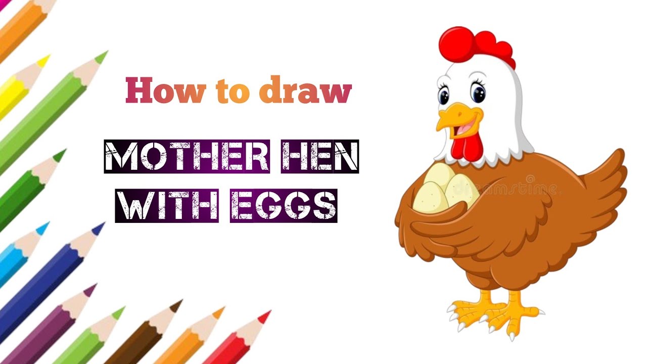 How to draw a Hen step by step | Kids drawing | Mother hen | Drawing ...