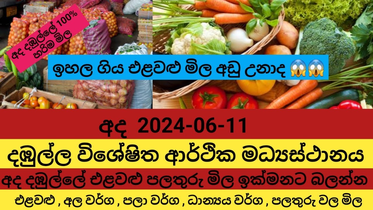 2024.06.12 අද දඹුල්ලේ එලවලු පලතුරු මිල Today Dambulla Market vegetables ...