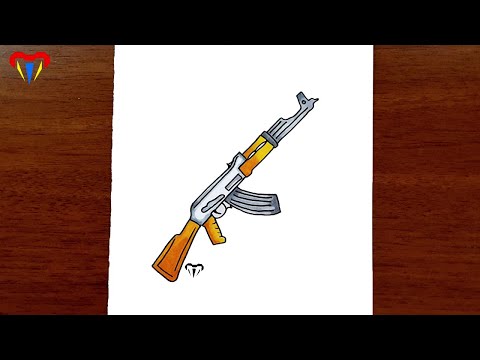 ak 47 çizimi - kolay silah çizimleri - kolay çizimler, basit, sevimli, güzel,  tatlı,  resim