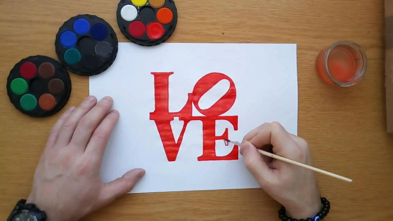 How to draw a pop art LOVE logo - YouTube