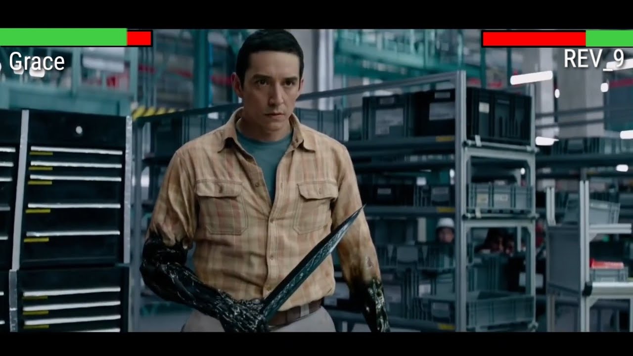 Terminator Dark Fate _ Grace VS REV_9 Fight Scene _ With Healthbars ...