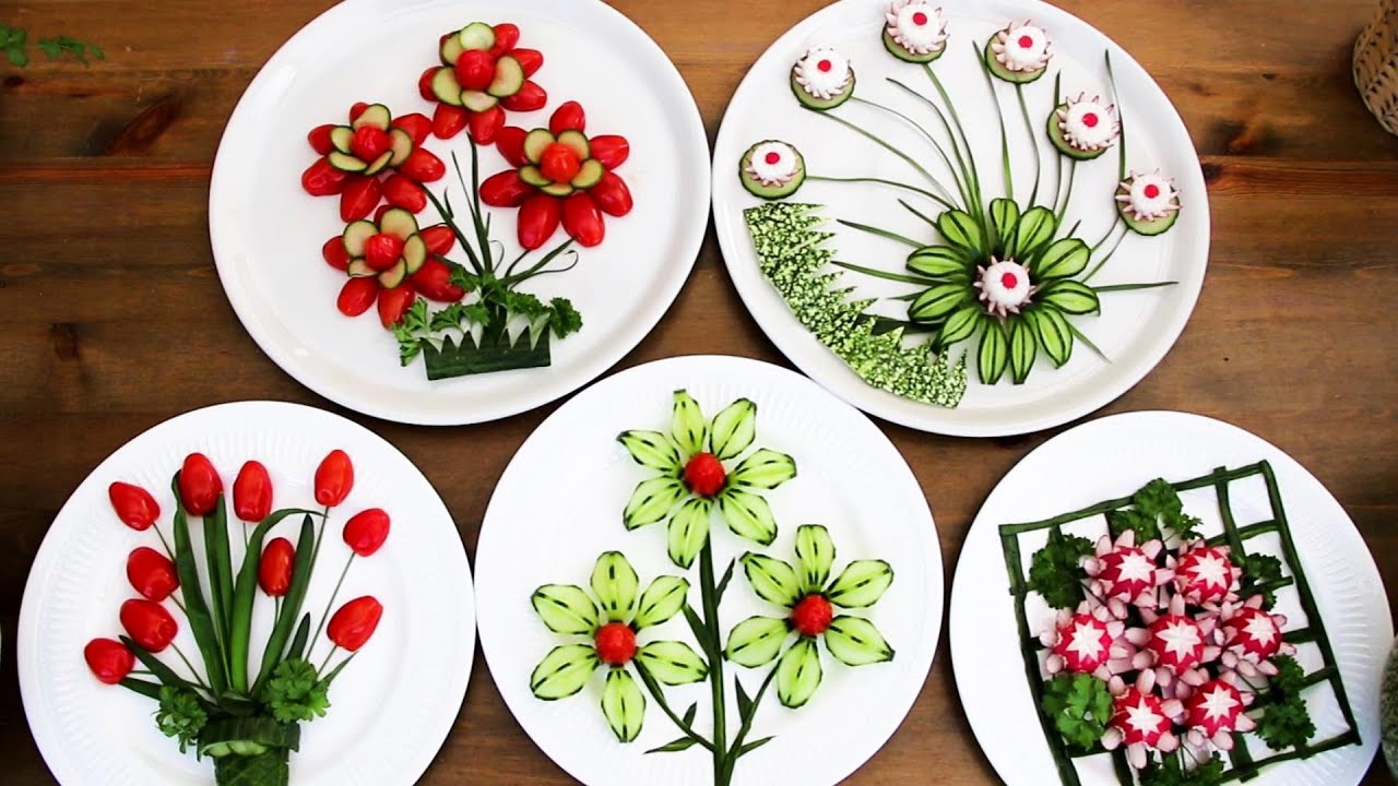 5 Salad Decoration - Creative MasterChef Ideas - YouTube