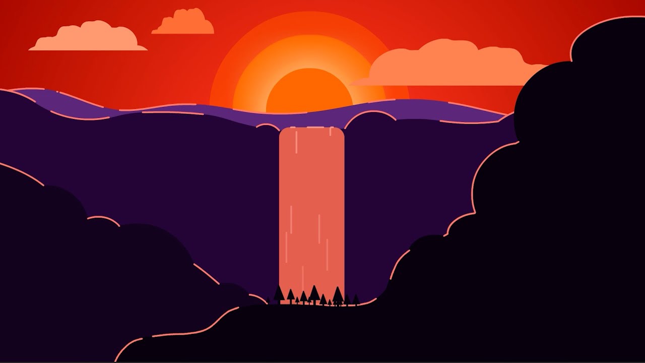 Adobe Animate #65: Create Beautiful Landscape of Waterfall and Mountain ...