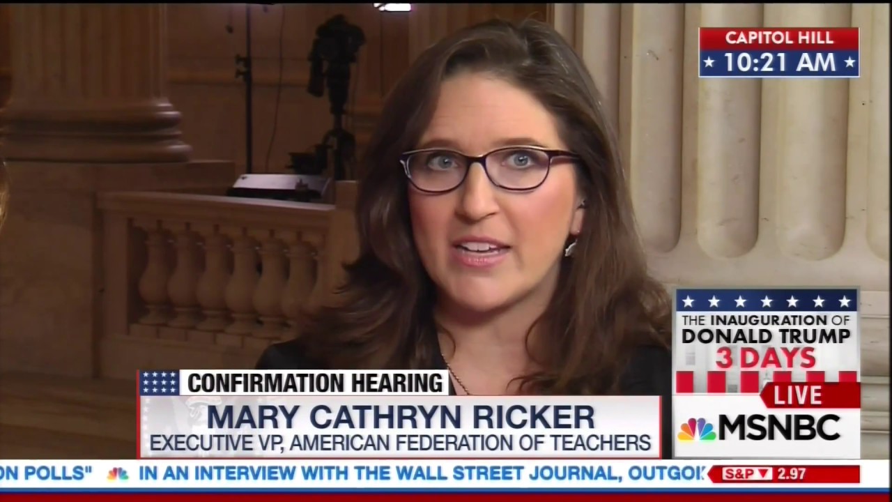AFT Exec. V. P. Mary Cathryn Ricker on DeVos Nomination on MSNBC. - YouTube