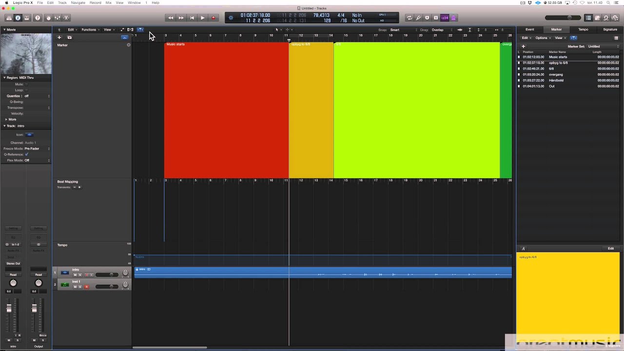 Beat mapping part 3. Working with film and Logic pro x, ( Beat mapping ...