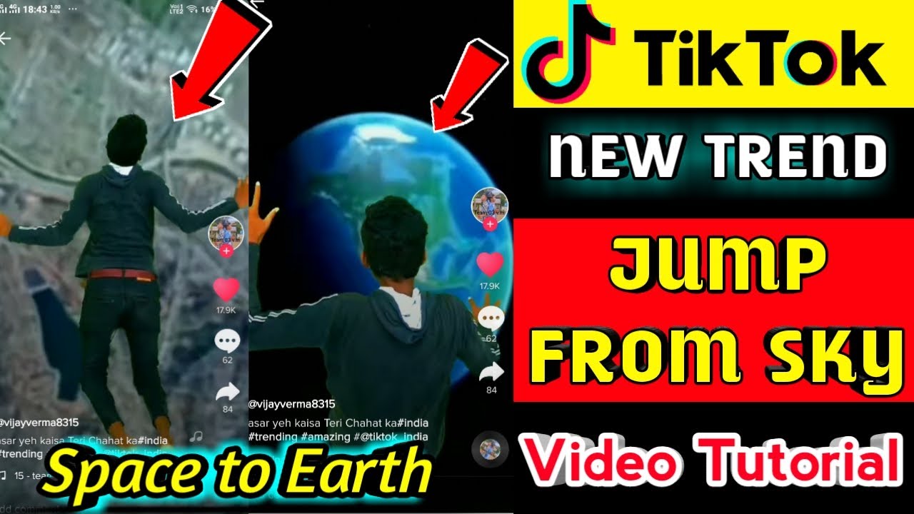 Tiktok Space to earth vfx | Tiktok Jump from sky video Tutorial | Earth ...