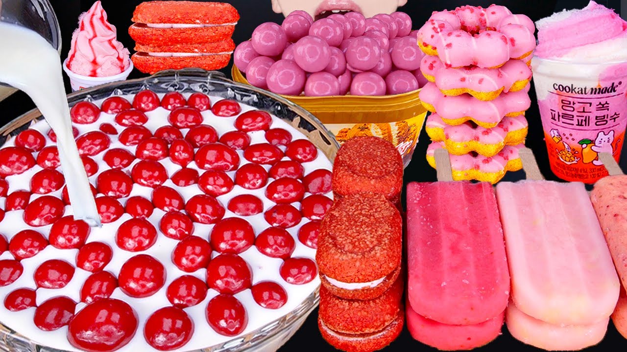 Asmr Red Pink Chocolate Ball Ice Cream Magnum Nutella Dessert Mukbang