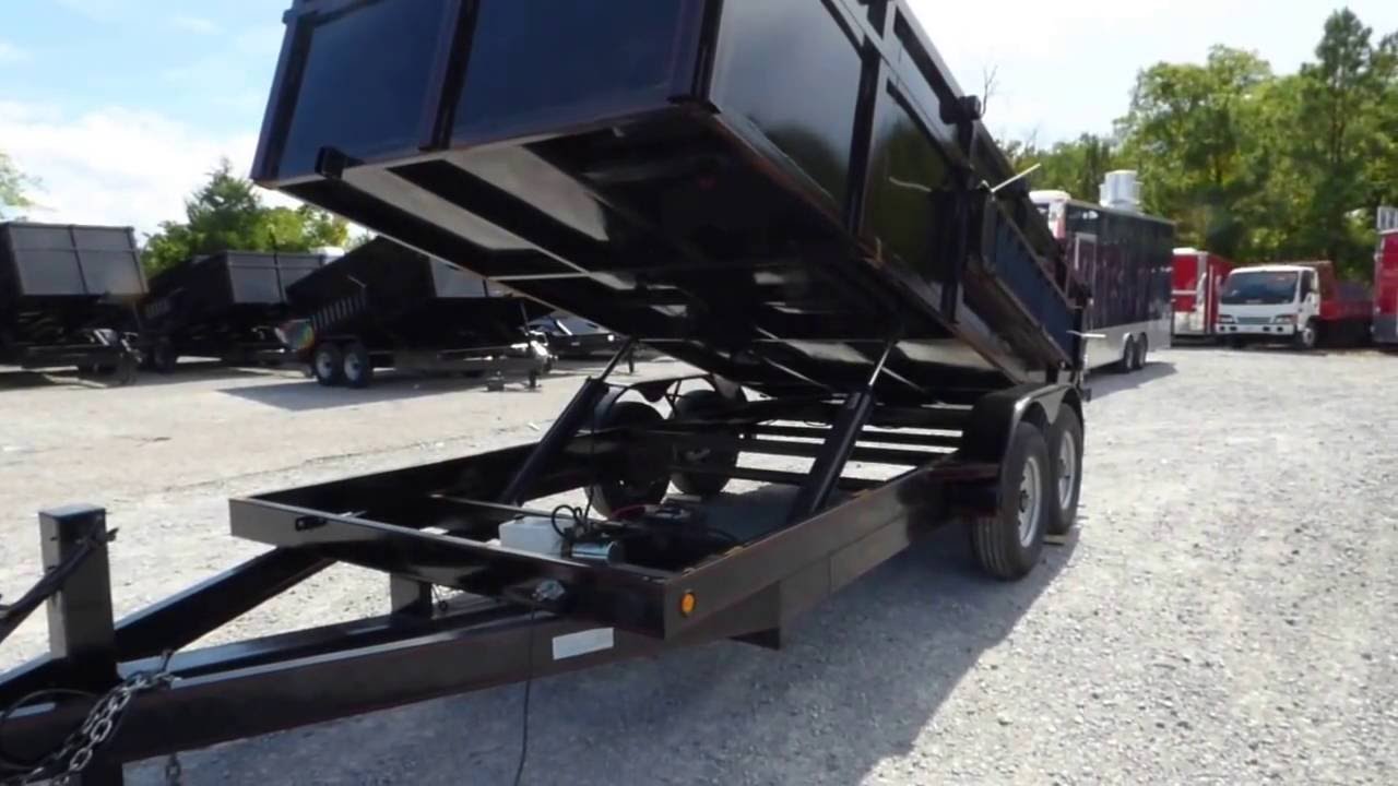Dump Trailer 7'x16' Hydraulic Ramp 3 ft Sides Mulch - YouTube