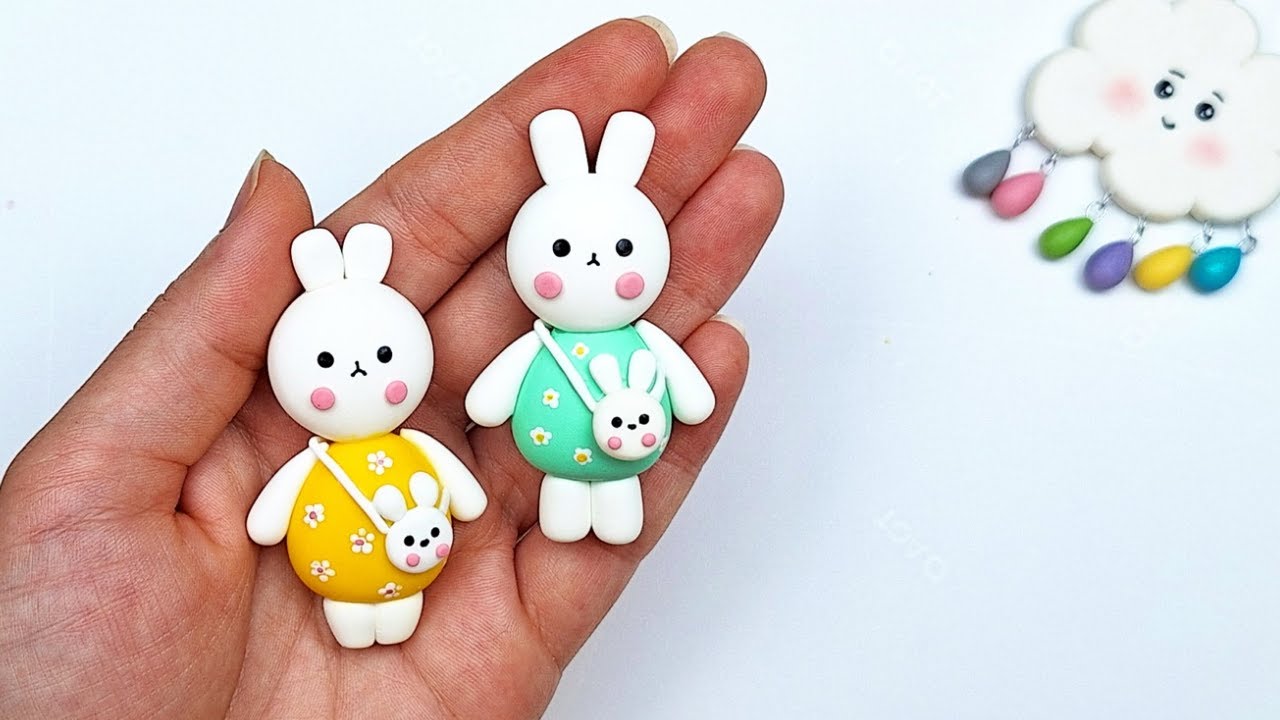 Gift | Making the most beautiful rabbit | Cake topper with clay - YouTube
