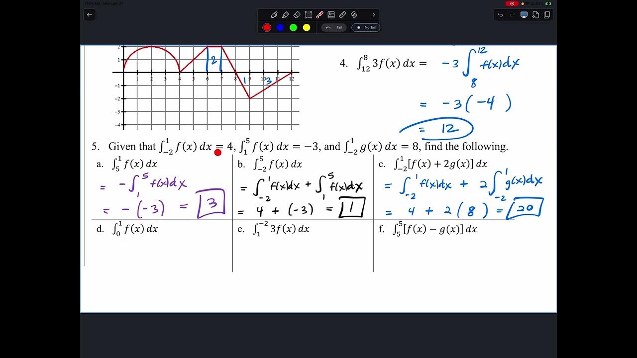 AP Calc - 6.6 - Properties of Definite Integrals - YouTube