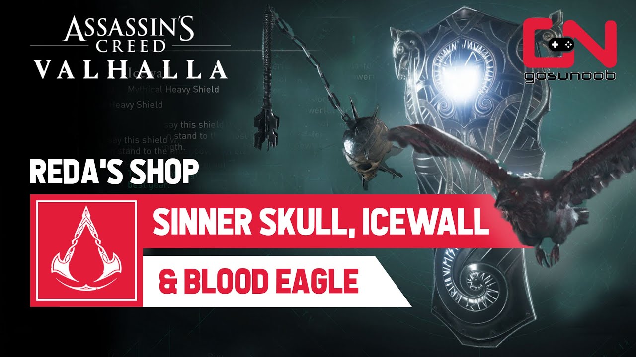 AC Valhalla Sinner Skull, Icewall Shield & Blood Eagle Raven - Reda's ...