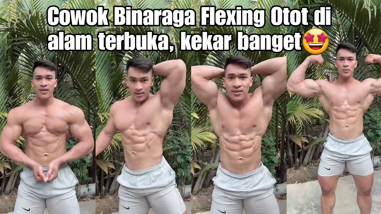 Cowok Binaraga Flexing Otot di Alam Terbuka, Kekar Banget! | Bodybuilding Guy Flexing in the ...
