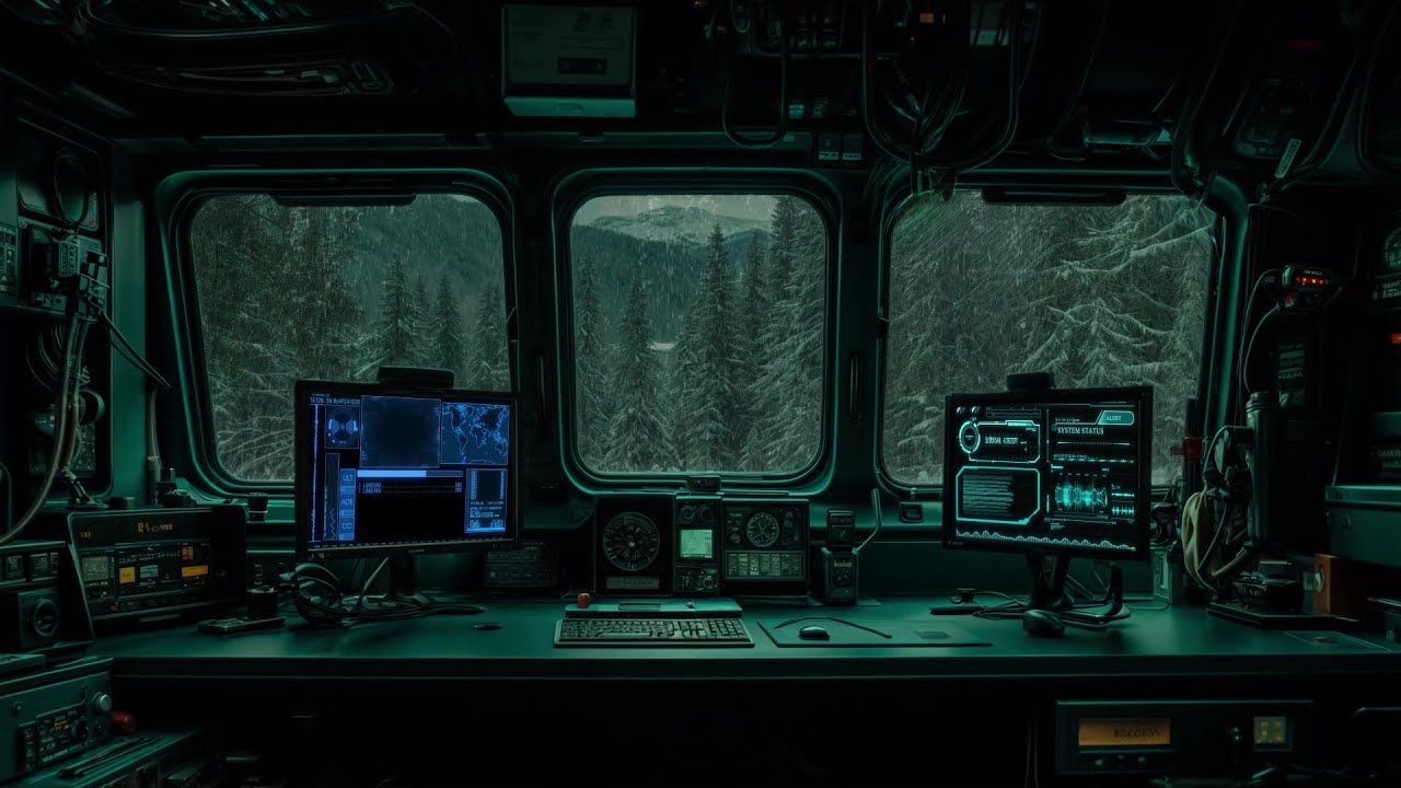 Rainy Night in a High-Tech Bunker | Sci-Fi Control Room Ambience - YouTube