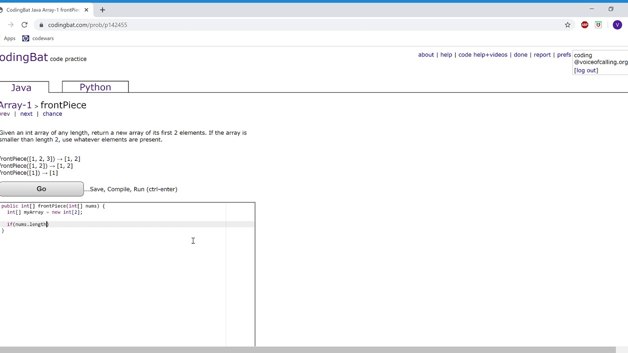Array-1(frontPiece) Java Tutorial || codingbat.com - YouTube Array-1(frontPiece) Java Tutorial || codingbat.com - YouTube