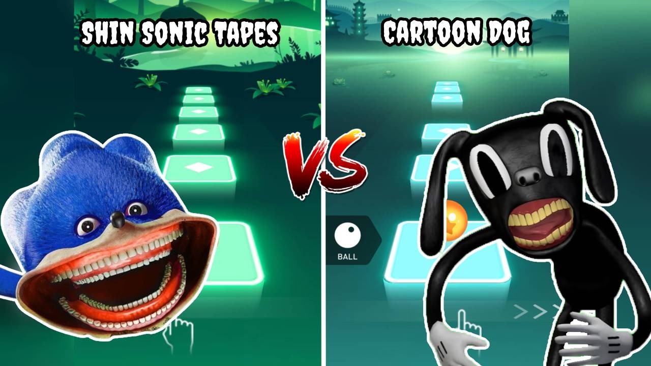 Shin Sonic Tapes vs Cartoon Dog Songs and Sounds - Tiles Hop Gameplay ...