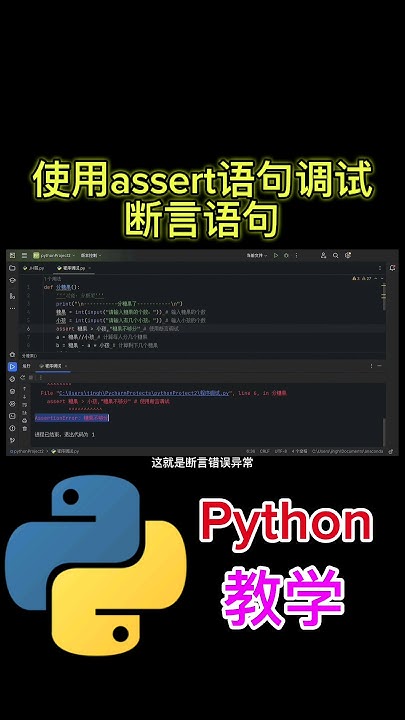使用assert语句调试 断言语句 Python Tutorial Python Python教学 Python编程 Python入门 Coding 基础代码 Youtube