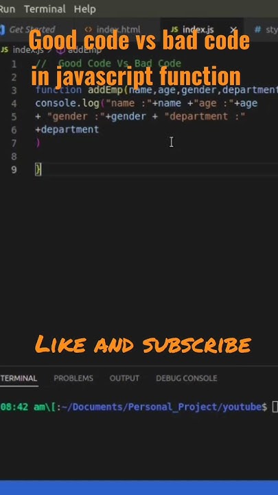 Good Code Vs Bad Code In Javascript Function That You Must Know Shorts Ytshorts Coding Youtube