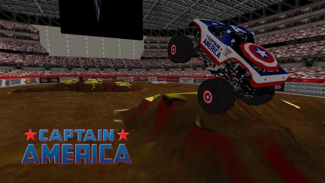 Rigs of Rods Monster Jam Captain America Freestyle Arlington 2012 - YouTube