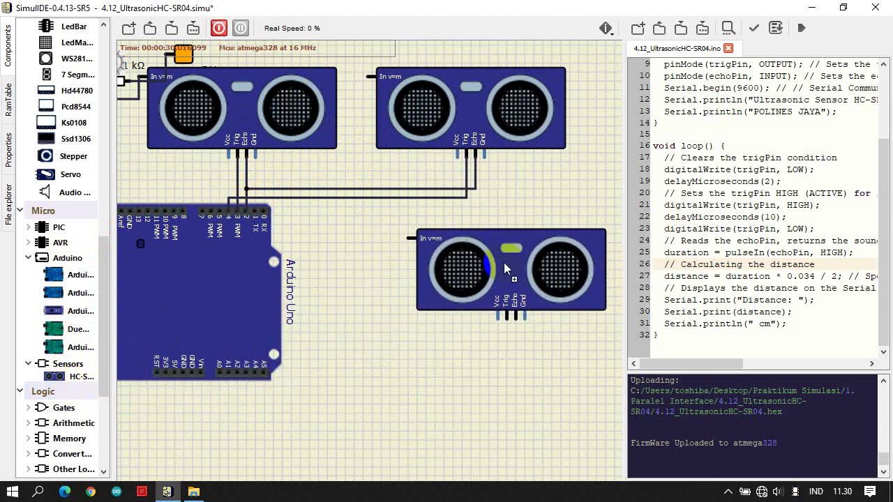 15. Arduino Simulation with Ultrasonic Sensor - YouTube