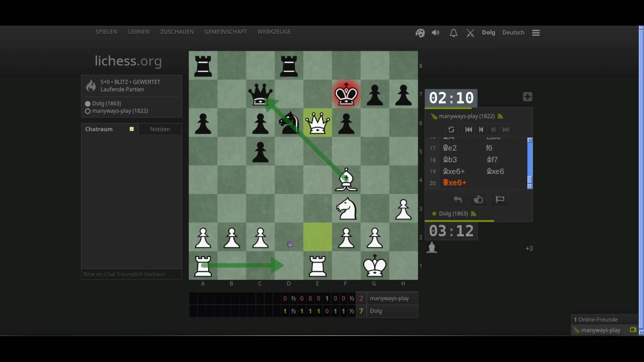 Blitz Schach (5m) - gegen manyways-play - fesselnde Fesselungen - YouTube