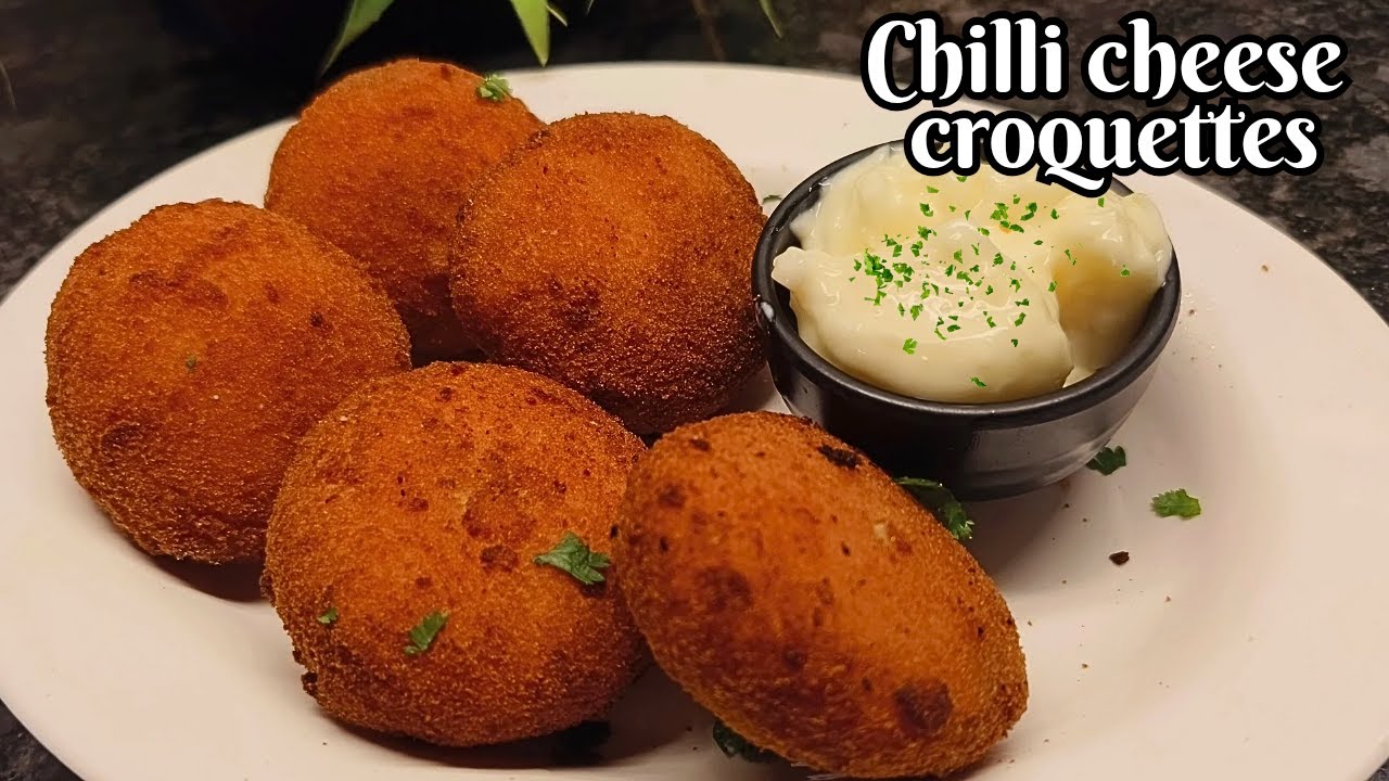 Chilli cheese croquettes recipe | Cheesey starter | Fried chilli cheese ...