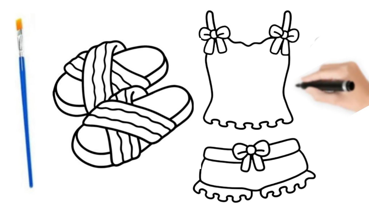 How to Draw Cute Slippers, Top & Shorts | Easy Drawing for Kids - YouTube
