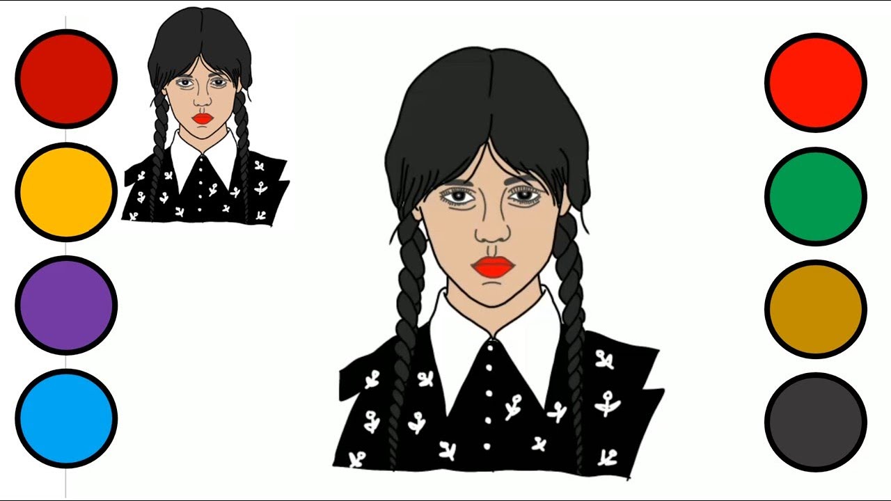 How to Draw Wednesday Addams from Wednesday TV series ! Simple step by ...