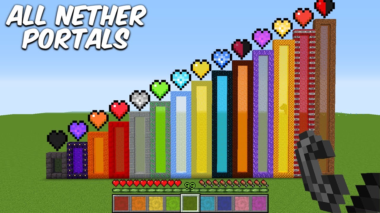 minecraft nether portals with different hearts in Minecraft - YouTube