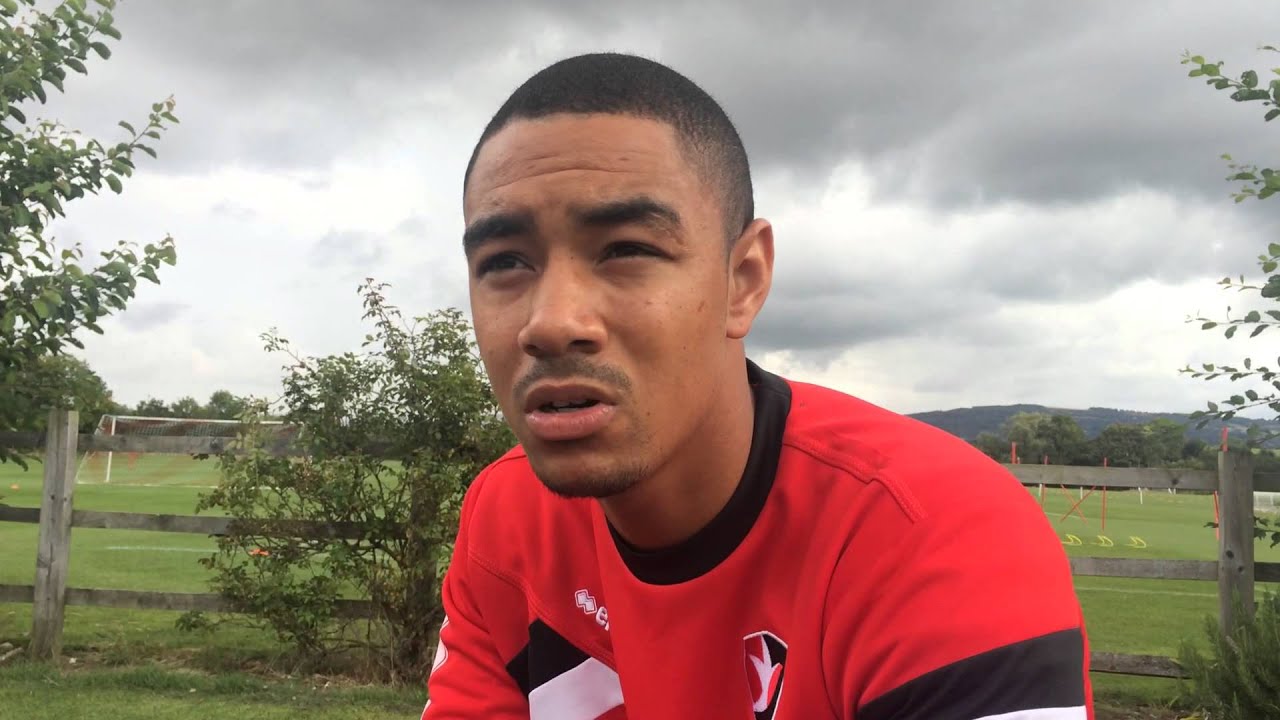 Cheltenham Town striker Byron Harrison ahead of Accrington Stanley at ...