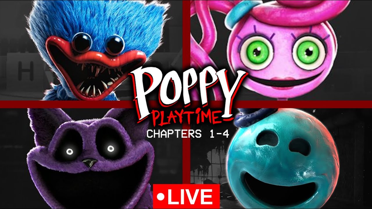 REPLAYING POPPY PLAYTIME CHAPTERS 1-4 LIVE (every chapter gets more ...
