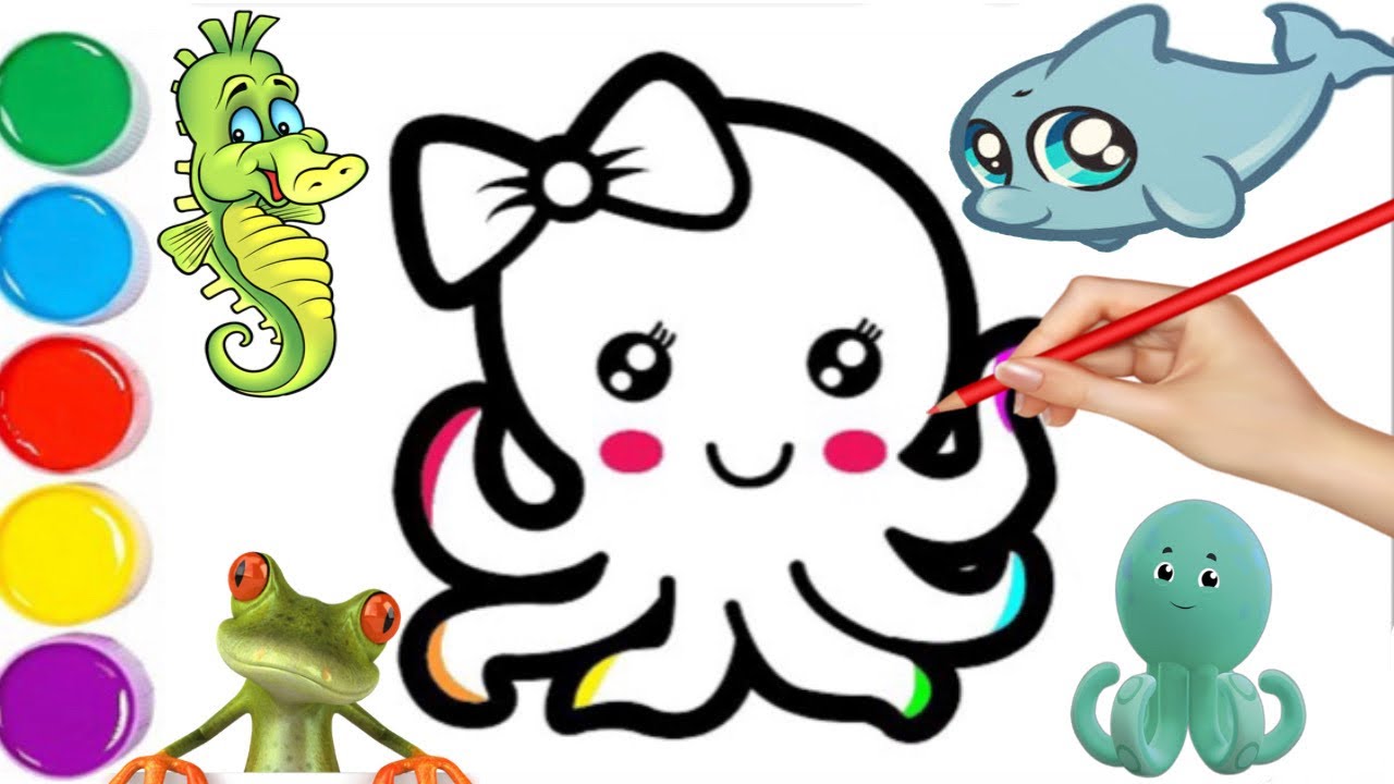 How to draw cute octopus for kids? - YouTube