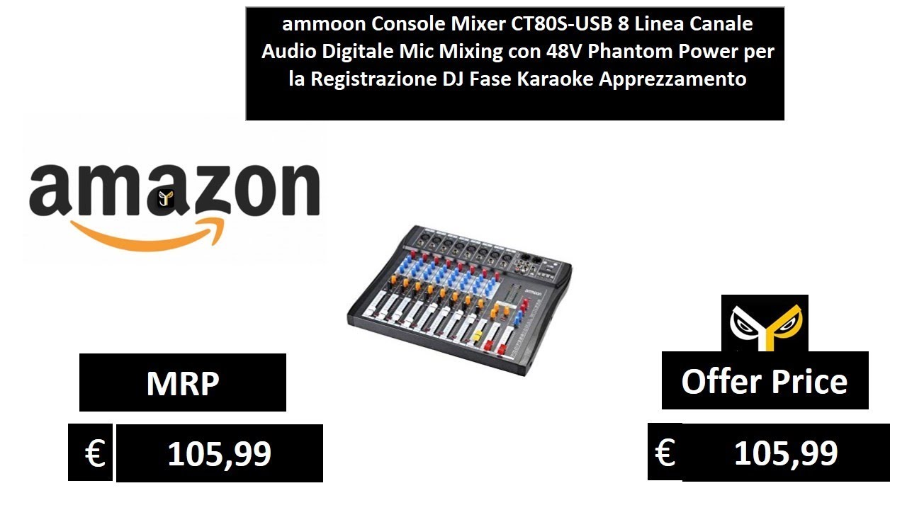 ammoon Console Mixer CT80S-USB 8 Linea Canale Audio Digitale Mic - YouTube