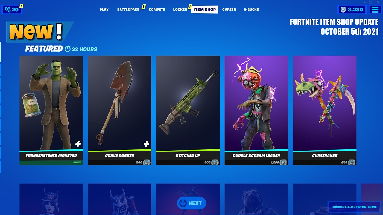 Fortnite Item Shop New FRANKENSTEIN SKIN + CURDLE SCREAM LEADER ...
