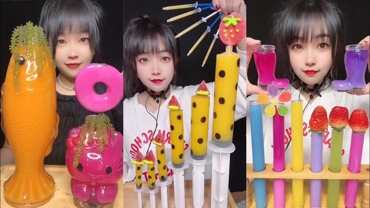 [ASMR] COLORFUL DRINKING COLD WATER (drinking sounds) Renkli İçecekler ...