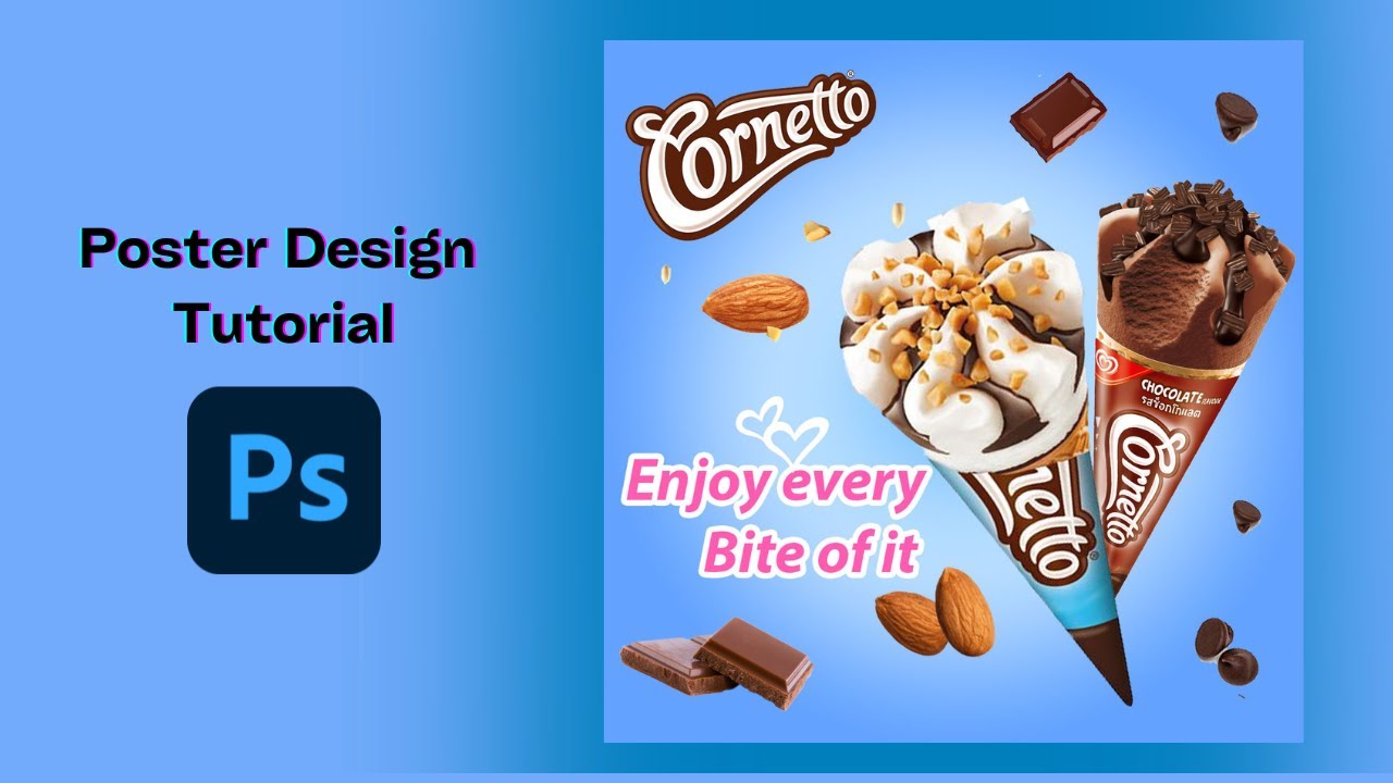 Poster Tutorial - ice cream social media poster - Photoshop - Photoshop ...