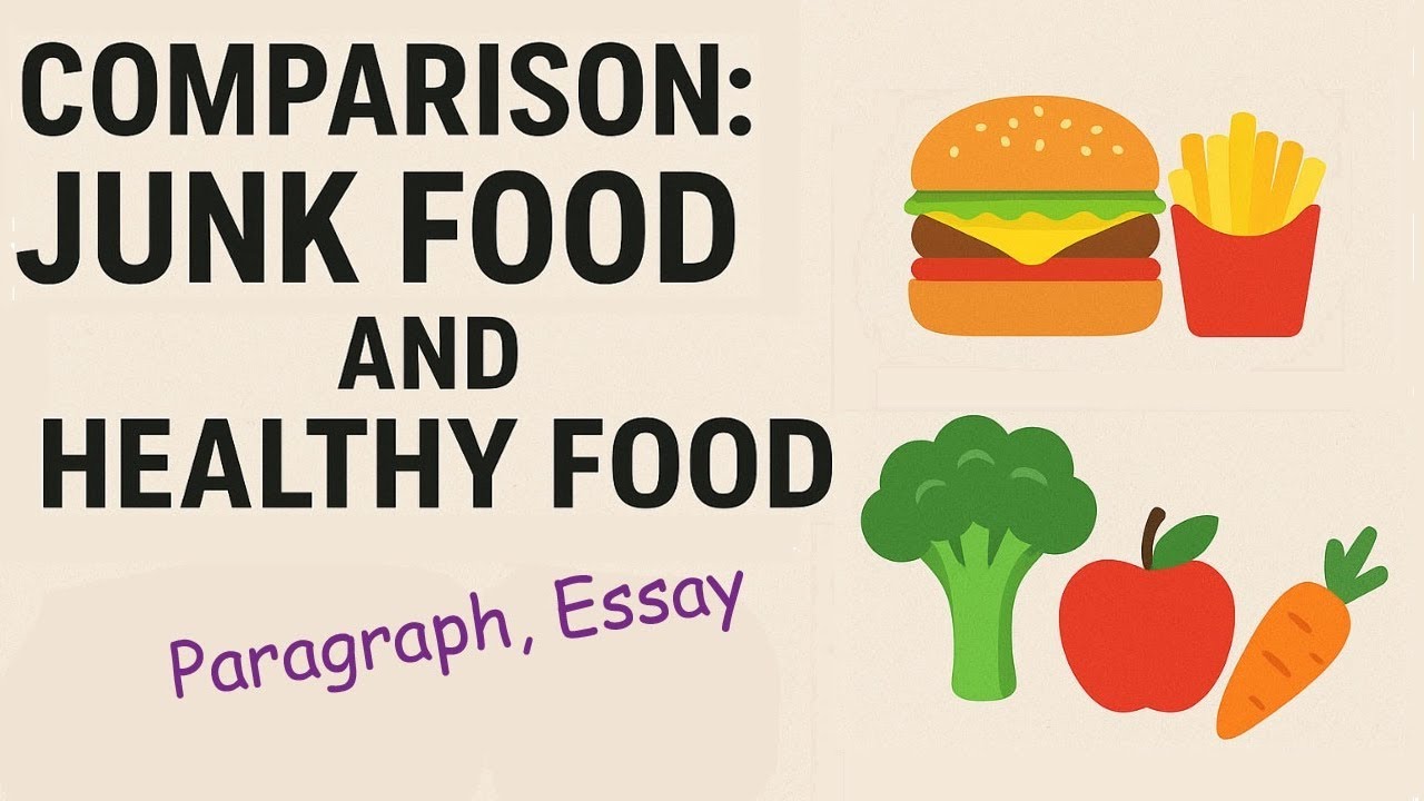 Comparison: Junk Food and Healthy Food (Paragraph, Essay) - YouTube